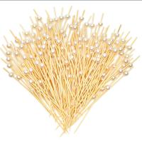 China White Pearl Disposable Decorative Bamboo Picks For Cocktail Party 12CM for sale