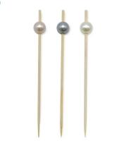 China White Pearl Disposable Decorative Bamboo Picks For Cocktail Party 12CM for sale