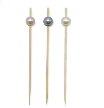 China White Pearl Disposable Decorative Bamboo Picks For Cocktail Party 12CM for sale