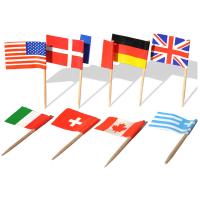 China 6.5cm Decorative Cocktail Stick Flags Wooden Cake Burger Toothpick Flags for sale