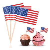 China 6.5cm Decorative Cocktail Stick Flags Wooden Cake Burger Toothpick Flags for sale