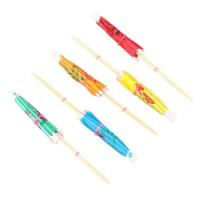 China 10cm Disposable Wooden Bamboo Bulk Toothpicks Cocktail Umbrella Picks 144Pack for sale