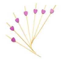 China 15cm Disposable Bamboo Toothpick Cocktail Stick Heart Shaped for sale