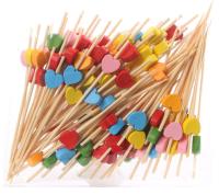 China 15cm Disposable Bamboo Toothpick Cocktail Stick Heart Shaped for sale