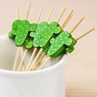 China Customized Cactus Bamboo Food Picks For Appetizer Sandwich Burger Flower for sale