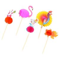 China 10CM Disposable Wood Bulk Toothpicks Flower Flamingo for Baking Cake for sale