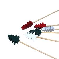 China Christmas Tree Decorative Cocktail Picks Disposable Bamboo Garnish Sticks for sale