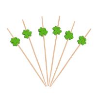 China Custom Disposable Bamboo Cocktail Garnish Picks Flower Shaped 15cm for sale