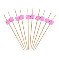 China Custom Disposable Bamboo Cocktail Garnish Picks Flower Shaped 15cm for sale