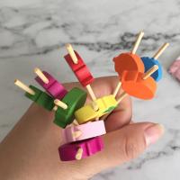 China Strawberry Shaped Beaded Bamboo Food Picks Cocktail Skewers 100pcs/Pack for sale
