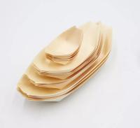 China ODM 4Inch Food Grade Wooden Bamboo Sushi Boat Disposable Serving Cone for sale