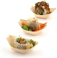 China 6 inch Disposable Wooden Sushi Serving Boat Plate For Food for sale