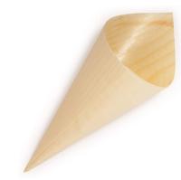 China 180mm Pine Biodegradable Sweet Disposable Serving Cone for Wood Ice Cream for sale
