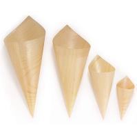 China 180mm Pine Biodegradable Sweet Disposable Serving Cone for Wood Ice Cream for sale