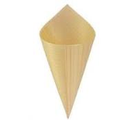 China 240mm Food Container Disposable Serving Cone Pine Wooden for chip for sale