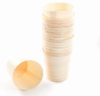 China FDA Disposable Dessert Cups Pine Wooden Food Serving Cups JFB-WC-010 for sale