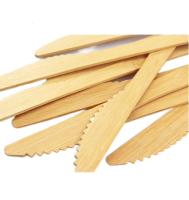 China Biodegradable Disposable Bamboo Cutlery Knives Individually Wrapped 17CM for sale
