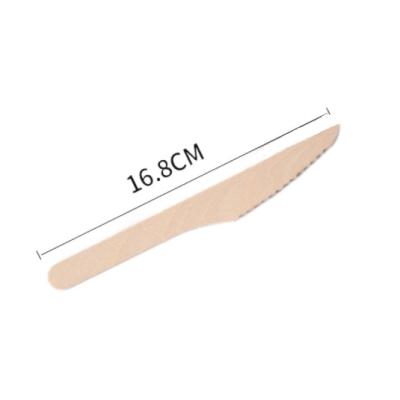 China Custom 16cm Disposable Wooden Utensils Biodegradable Cutlery  Knives for sale