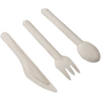 China 6'' Sugarcane Bagasse White Compostable Biodegradable Knives Forks for sale