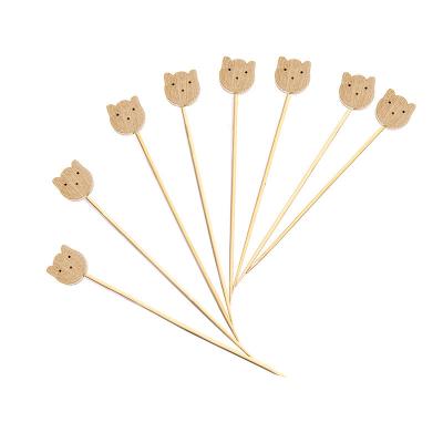 China Animal Shape Disposable Bamboo Cocktail Picks Customized Shape Bamboo Food Picks for sale