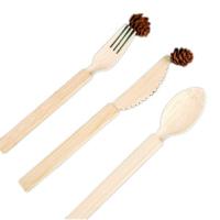 China 17cm Eco Friendly Disposable Bamboo Cutlery Biodegradable Wooden Picnic Forks for sale