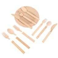 China 17cm Eco Friendly Disposable Bamboo Cutlery Biodegradable Wooden Picnic Forks for sale