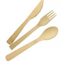 China 17CM Biodegradable Disposable Bamboo Fork Cutlery Take Out Napkin Kit for sale
