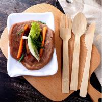 China 17CM Biodegradable Disposable Bamboo Fork Cutlery Take Out Napkin Kit for sale