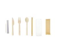 China Disposable Bamboo Cutlery Biodegradable Cutlery Set With Napkin And Toothpick for sale
