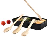 China FDA 16cm Salad Disposable Bamboo Compostable Sporks  Cutlery For Camping for sale