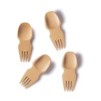 China 9cm Biodegradable Mini Disposable Bamboo Cutlery Salad Spork For Travel Camping for sale