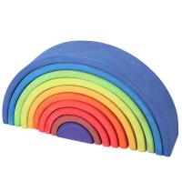 China Arched 12pcs Pastel Stacking Rainbow Wooden Block Set 38.5cm for sale