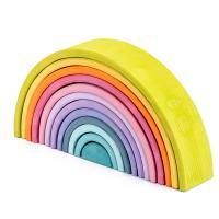 China Arched 12pcs Pastel Stacking Rainbow Wooden Block Set 38.5cm for sale
