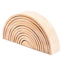 China Arched 12pcs Pastel Stacking Rainbow Wooden Block Set 38.5cm for sale