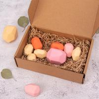 China Children Nordic 4cm Architecture Wooden Building Blocks Stone Stacking Game Toy for sale