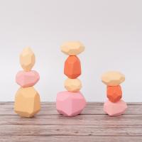 China Children Nordic 4cm Architecture Wooden Building Blocks Stone Stacking Game Toy for sale