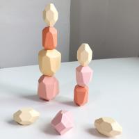 China Children Nordic 4cm Architecture Wooden Building Blocks Stone Stacking Game Toy for sale