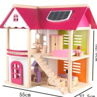 China Natural 37.5cm Diy Wooden Dollhouse Furniture Wooden Toy House Furniture for sale