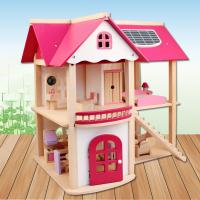 China Natural 37.5cm Diy Wooden Dollhouse Furniture Wooden Toy House Furniture for sale