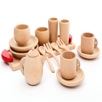 China Pot Teatime Wooden Play Pots And Pans Kids ISO9001 Tableware for sale
