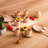 China Pot Teatime Wooden Play Pots And Pans Kids ISO9001 Tableware for sale