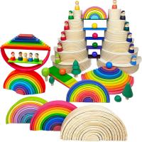 China Montessori Wave Forest Stacker Tower Rainbow Toy Stacker for sale