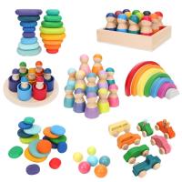 China Montessori Wave Forest Stacker Tower Rainbow Toy Stacker for sale