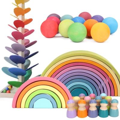 China Montessori Wave Forest Stacker Tower Rainbow Toy Stacker for sale