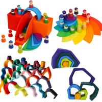 China Montessori Wave Forest Stacker Tower Rainbow Toy Stacker for sale