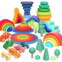 China Montessori Wave Forest Stacker Tower Rainbow Toy Stacker for sale