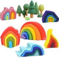 China Montessori Wave Forest Stacker Tower Rainbow Toy Stacker for sale