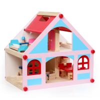 China Mansion 38cm Wooden Doll House Toys Furniture Colored for sale