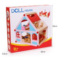 China Mansion 38cm Wooden Doll House Toys Furniture Colored for sale