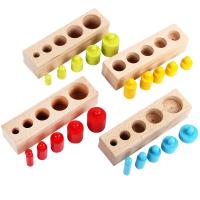China 3cm Sensory Cylinder Socket Montessori Knobbed Cylinder Blocks Preschool for sale